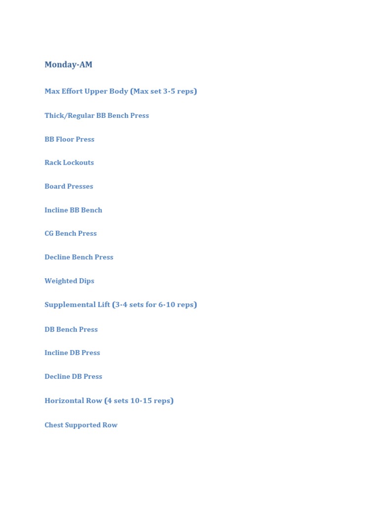 Program For Men Who Want To Put On Weight and Strength (Westside ...