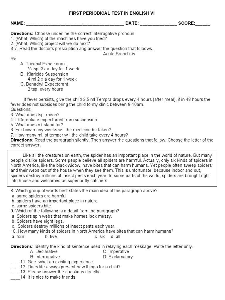 First Periodical Test VI | PDF | Teaching Methods & Materials