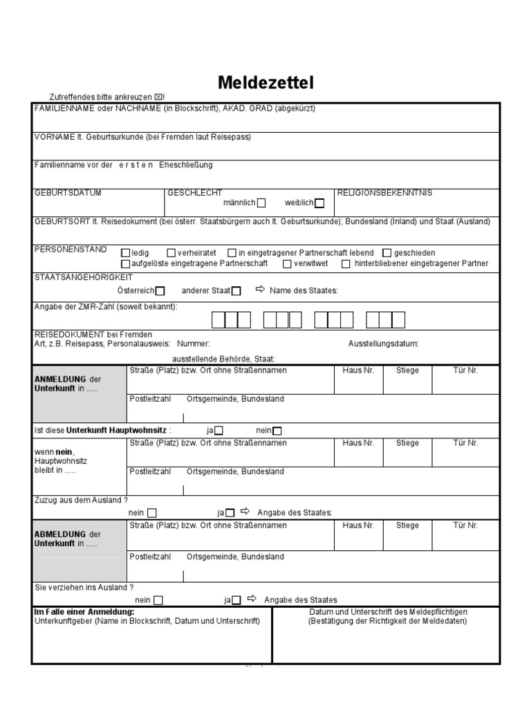 Meldezettel PDF
