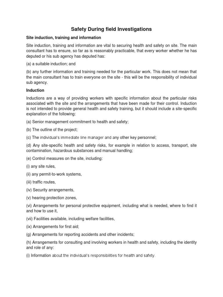 Safety During Field Investigation | PDF | Occupational Safety And ...