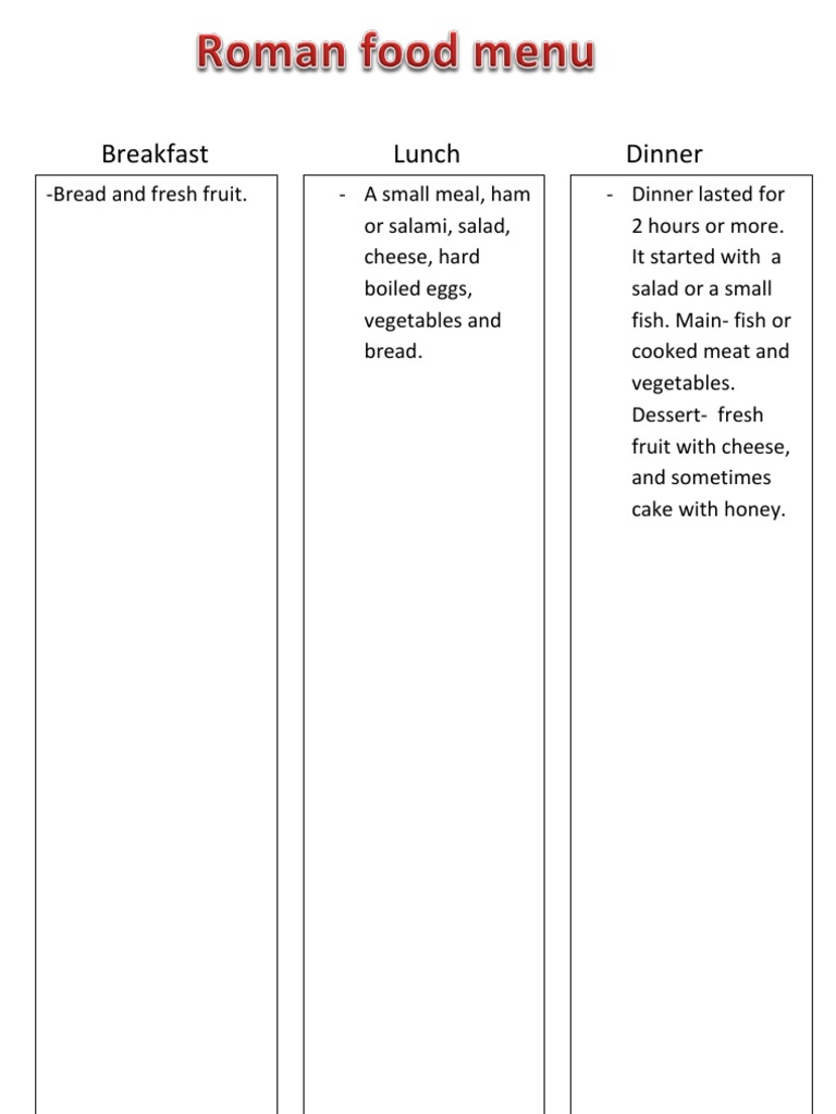 Roman Menu | PDF