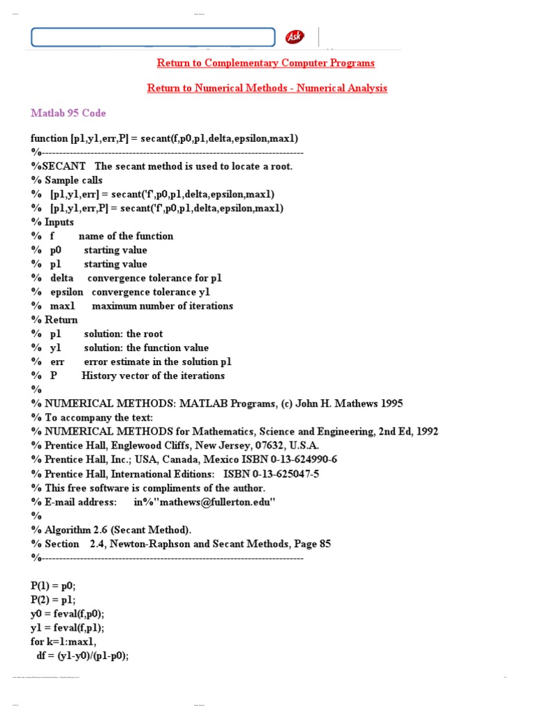 Secant Method | PDF | Numerical Analysis | Areas Of Computer Science