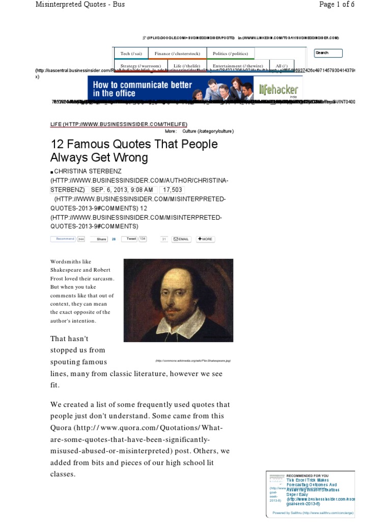 Misinterpreted Quotes 2013 9 | PDF | World Wide Web | Internet & Web