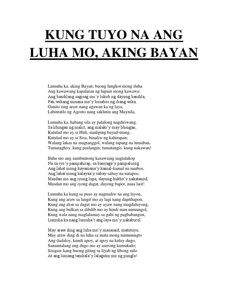 Kung Tuyo Na Ang Luha Mo Aking Bayan | PDF