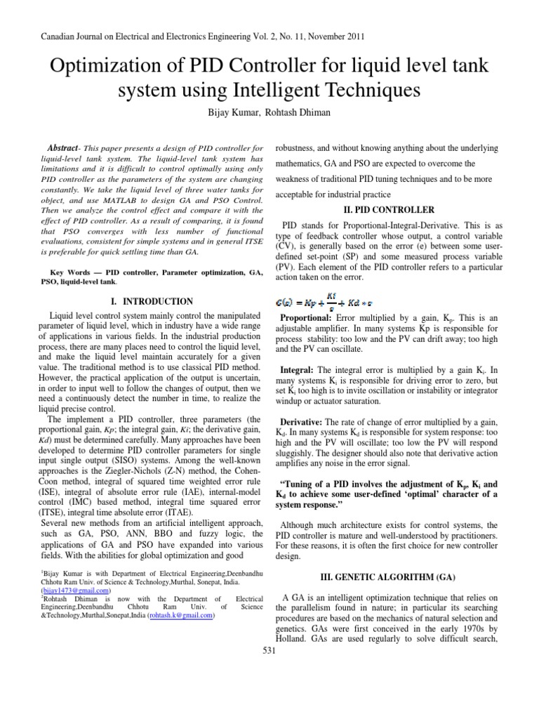 PID Controller Optimization Techniques | PDF | Control Theory | Genetic ...