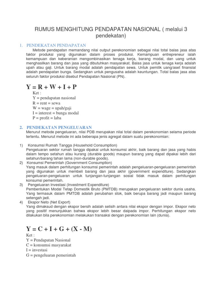 Rumus Menghitung Pendapatan Nasional | PDF