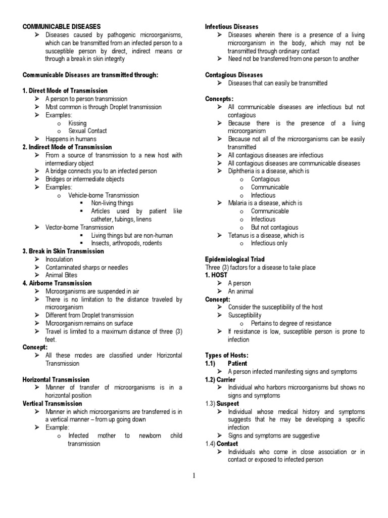 Communicable Diseases | PDF | Transmission (Medicine) | Infection