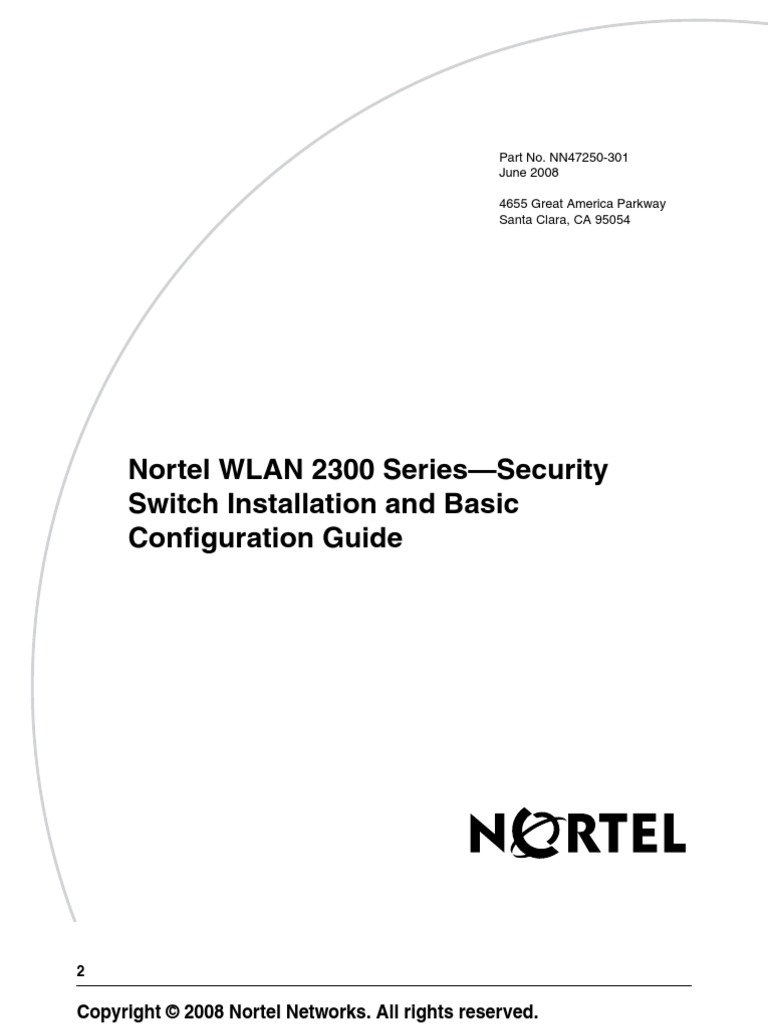 Nortel WLAN 2300 Series-Security Switch Installation and Basic ...