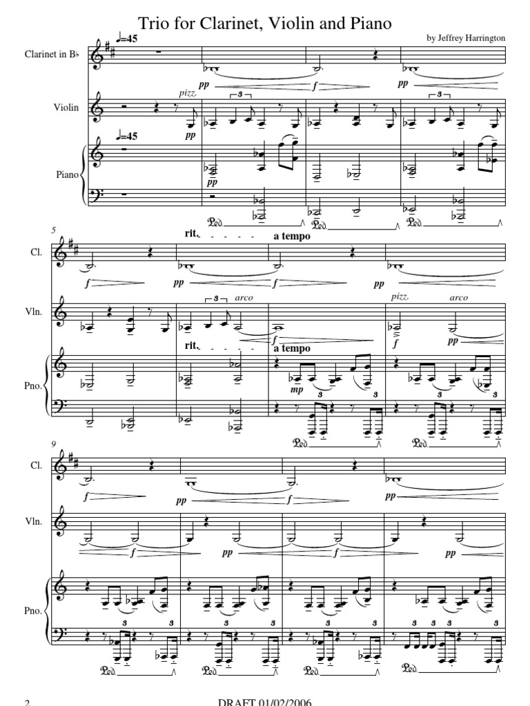 Clarinet Trio Score | PDF | Music Theory | Compositions For Piano
