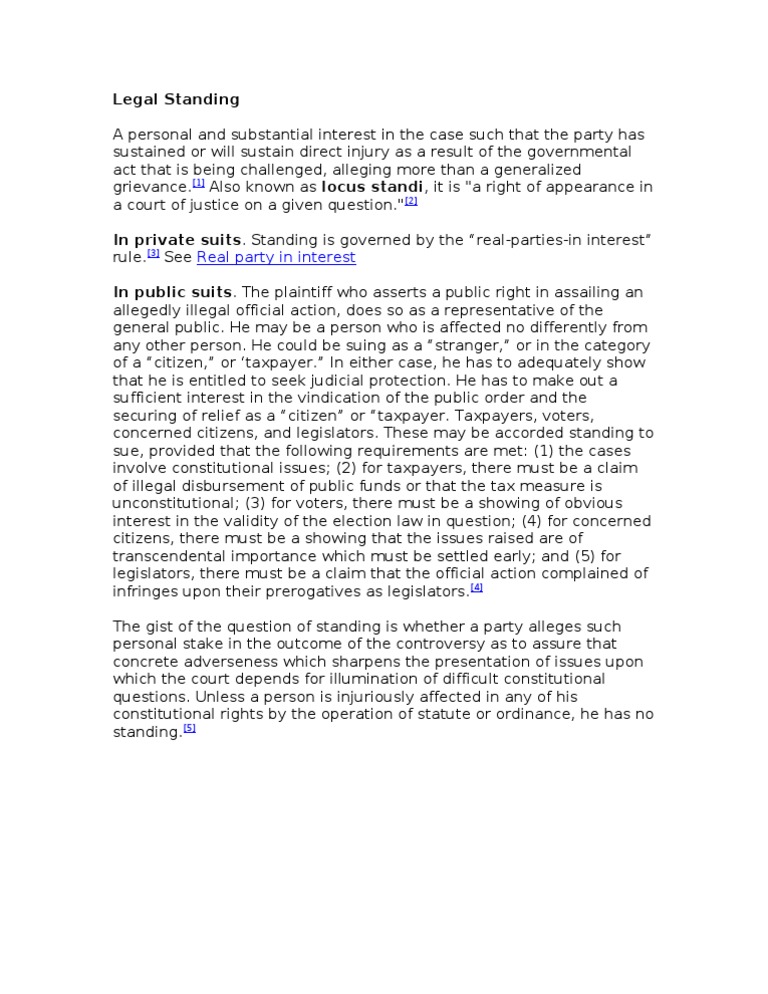 Legal Standing Notes | PDF