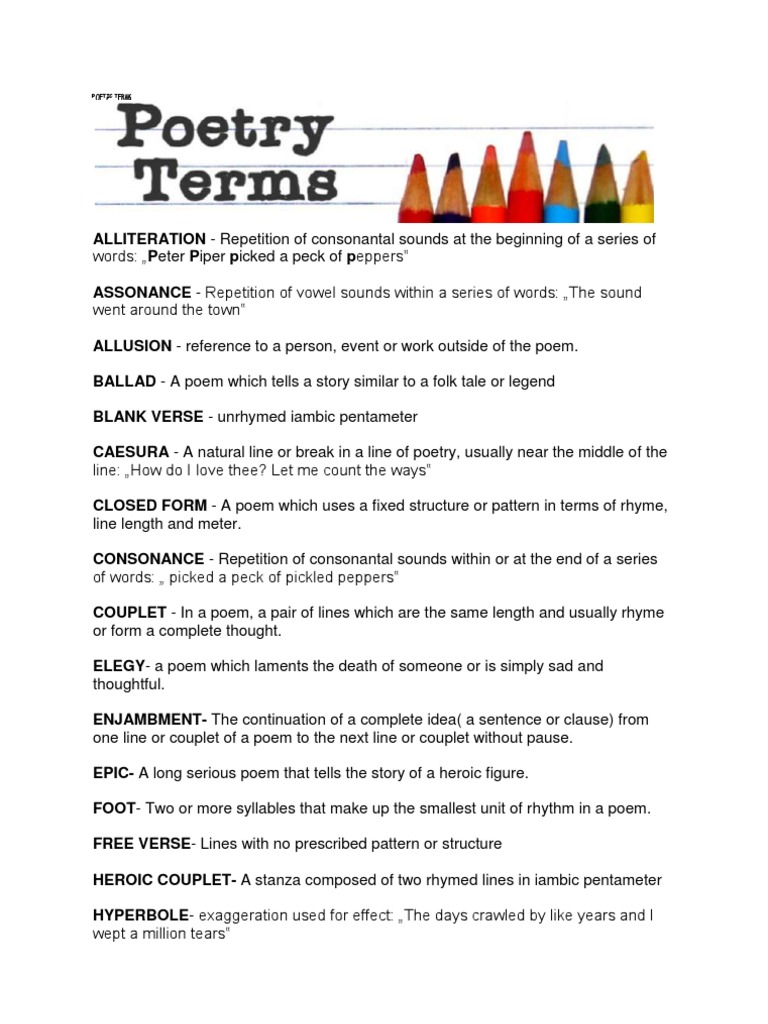 Poetic Terms | PDF | Metre (Poetry) | Poetry