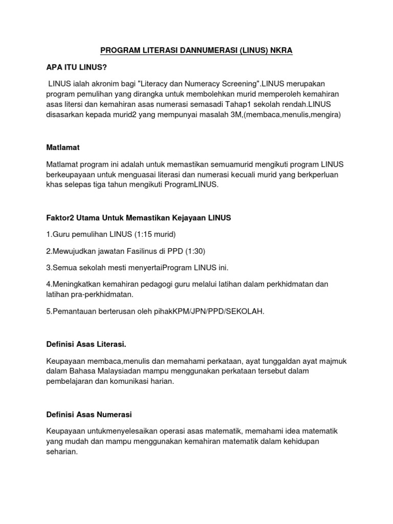 Program Literasi Dan Numerasi | PDF