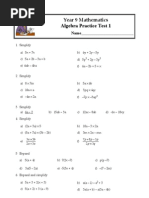 Year 7 Algebra Test With Answers | PDF | Algebra | Teaching Mathematics