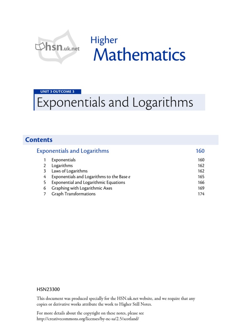 Exponentials and Logarithms: Mathematics | PDF | Logarithm ...
