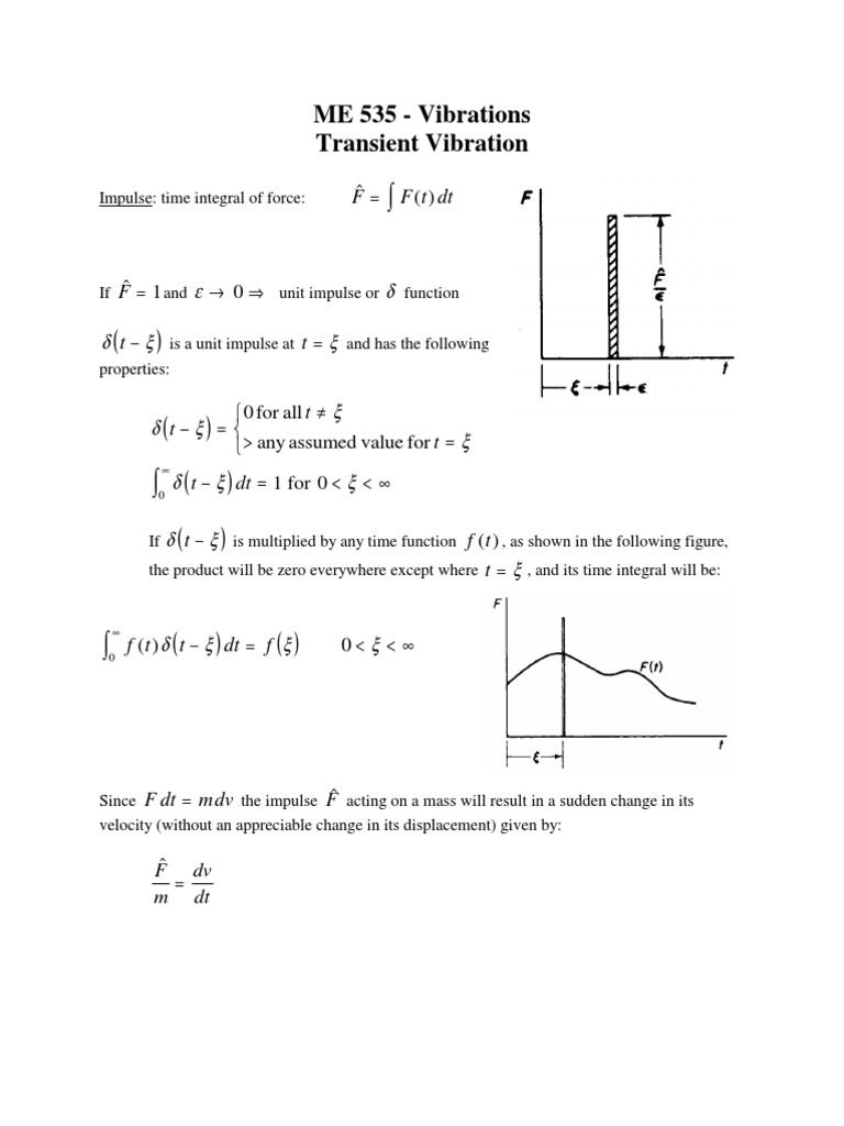 ME 535 - Vibrations Transient Vibration: F FTDT | PDF | Mathematical ...