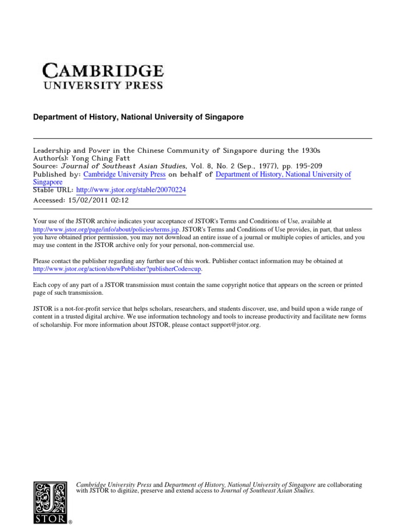 YONG CHING FATT - Leadership Chinese in SG | PDF | Kuomintang | Singapore