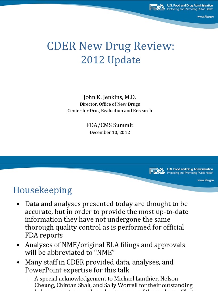 CDER New Drug Review:: 2012 Update | PDF | Food And Drug Administration ...