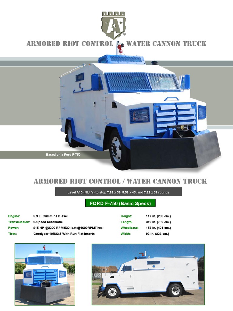 Armored Riot Control Water Cannon Truck: Based On A Ford F-750 | PDF ...