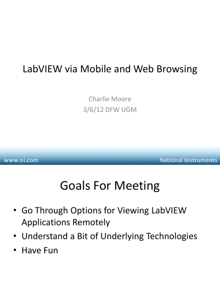 LabVIEW Via Mobile and Web Browsing | PDF | Application Software ...