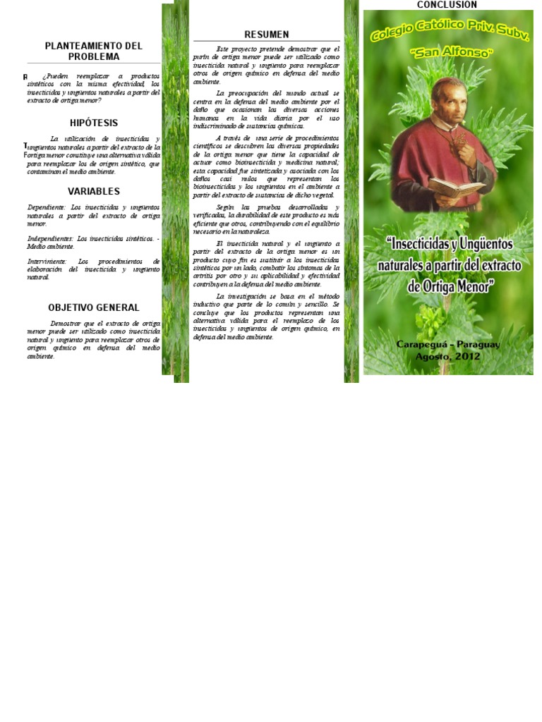 TRÍPTICO - Insecticidas y Ungüentos Naturales A Partir Del Extracto de Ortiga Menor | PDF ...