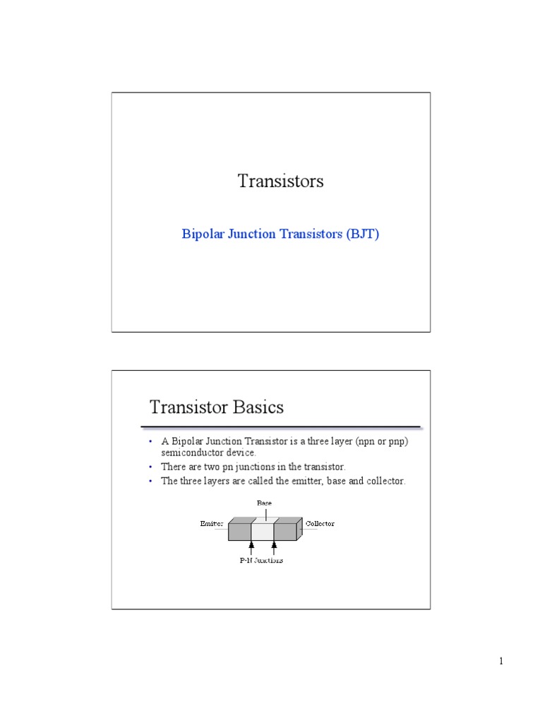 Transistors: Bipolar Junction Transistors (BJT) | PDF | Bipolar Junction Transistor | Field ...