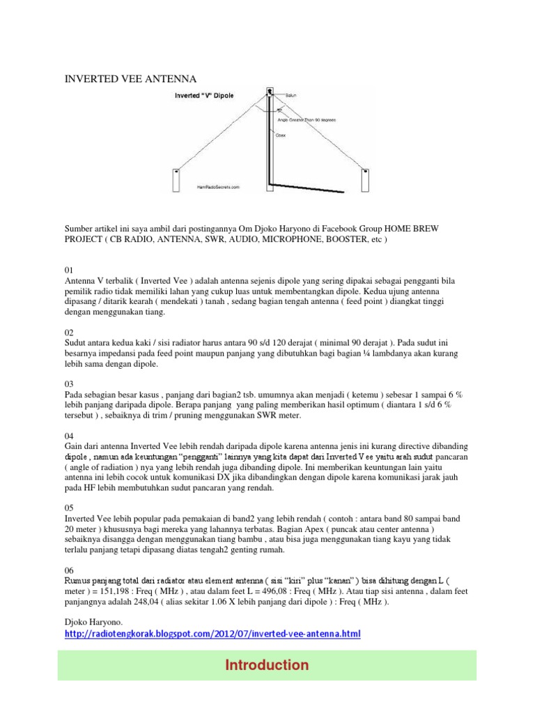 Inverted Vee Antenna | PDF | Antena (Radio) | Teknologi Radio