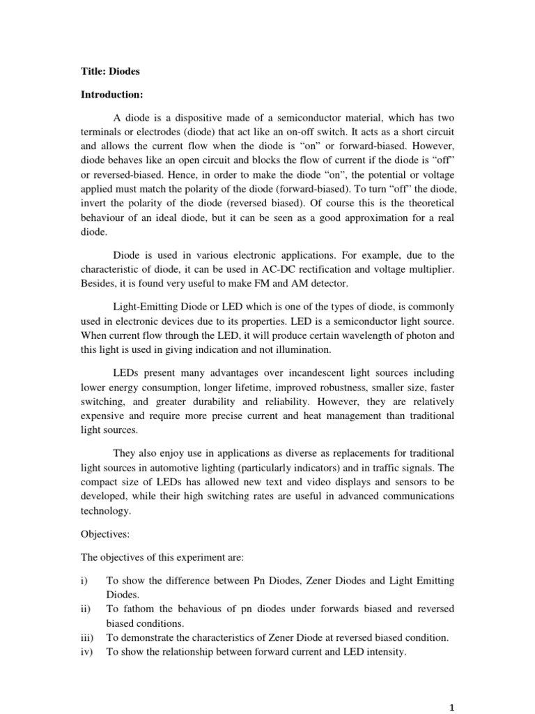 Diode (Lab Report) | PDF | P–N Junction | Diode