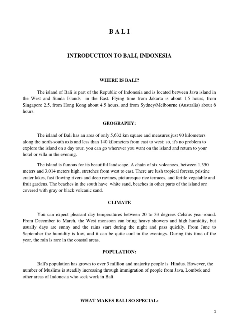 Introduction To BALI | PDF | Bali | Restaurants