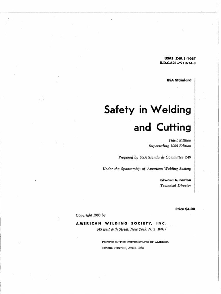 ANSI Z49-1 (1967) Safety in Welding and Cutting | PDF | Pipe (Fluid Conveyance) | Welding