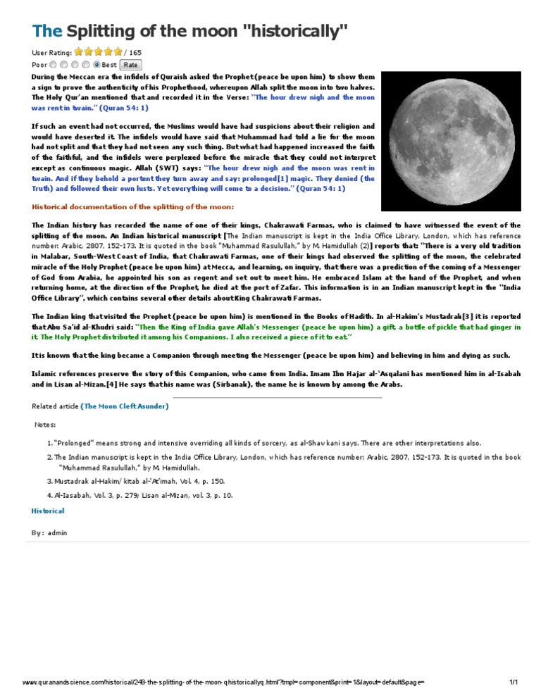 The Splitting of The Moon - Historically | PDF | Prophets And ...