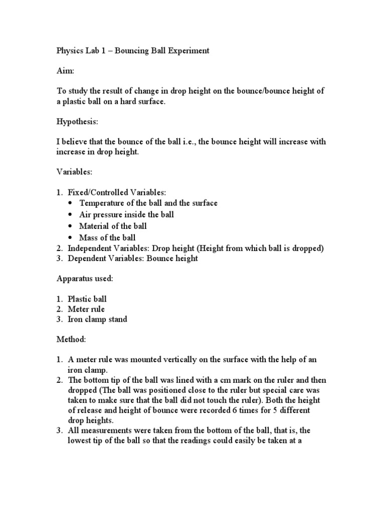 Bouncing Ball Experiment Analysis | PDF | Experiment | Summation
