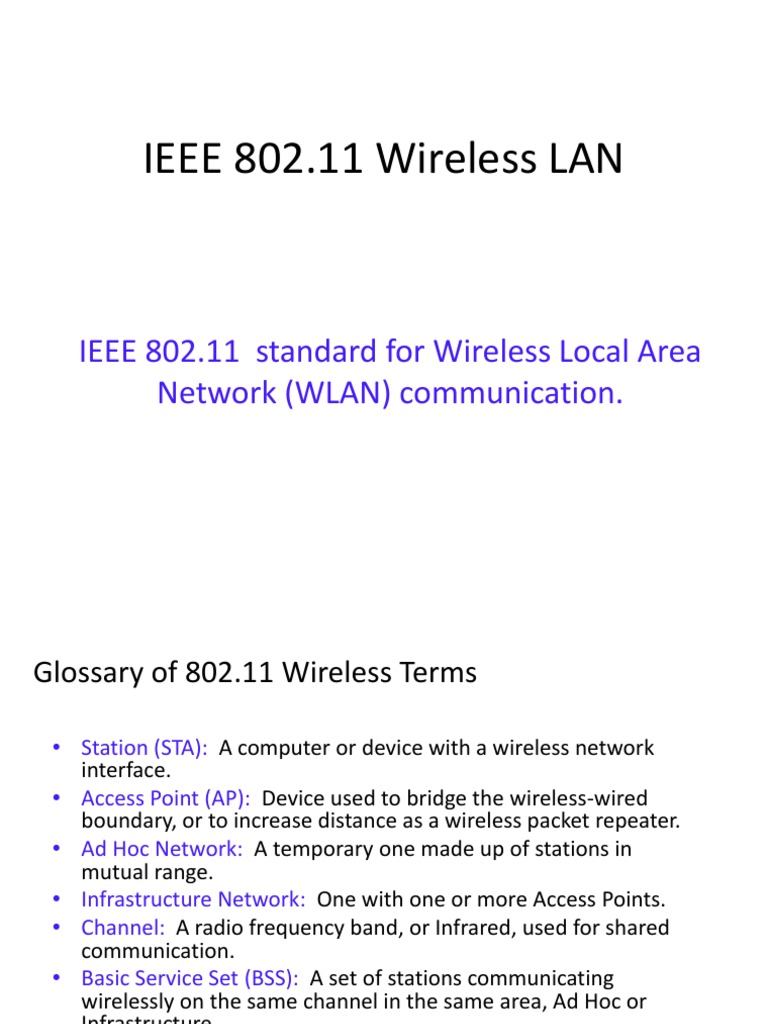 IEEE 802.11 Wireless LAN: IEEE 802.11 Standard For Wireless Local Area ...