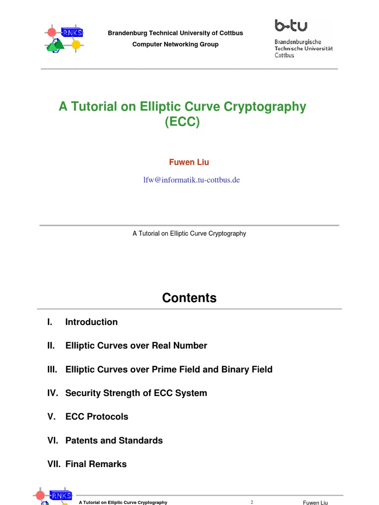 A Tutorial of Elliptic Curve Cryptography | Download Free PDF | Key ...