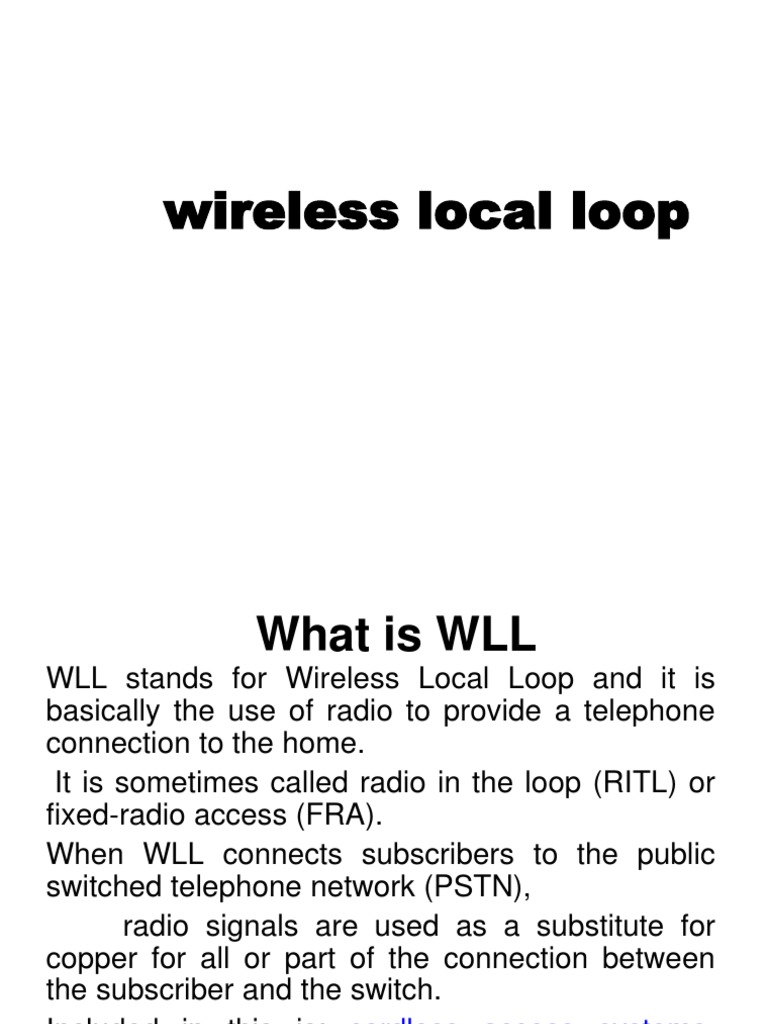 Wireless Local Loop | PDF | Channel Access Method | Cellular Network