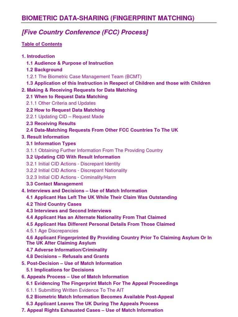 Biometric Data Sharing Protocol Overview | PDF | Asylum Seeker | Biometrics