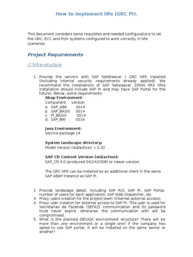 How To Implement GRC, PI and ECC To NFE | PDF | Proxy Server ...