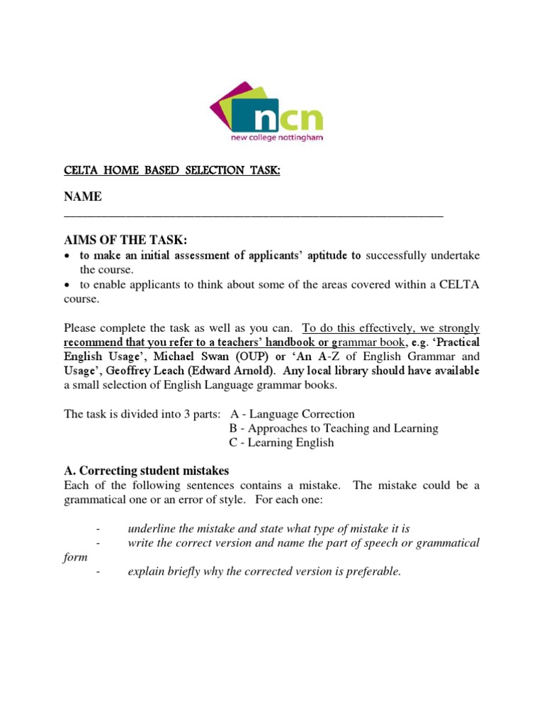 Celta Task | PDF | English Language | Languages
