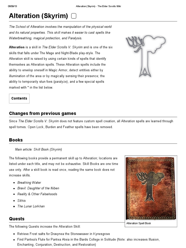 Skyrim Alteration Skill Guide | PDF | Home & Garden | History