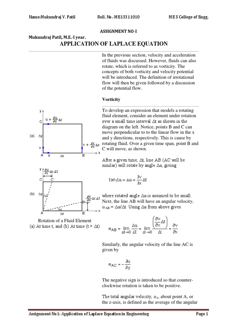Laplace Equation in Fluid Mechanics | PDF | Fluid Mechanics | Velocity