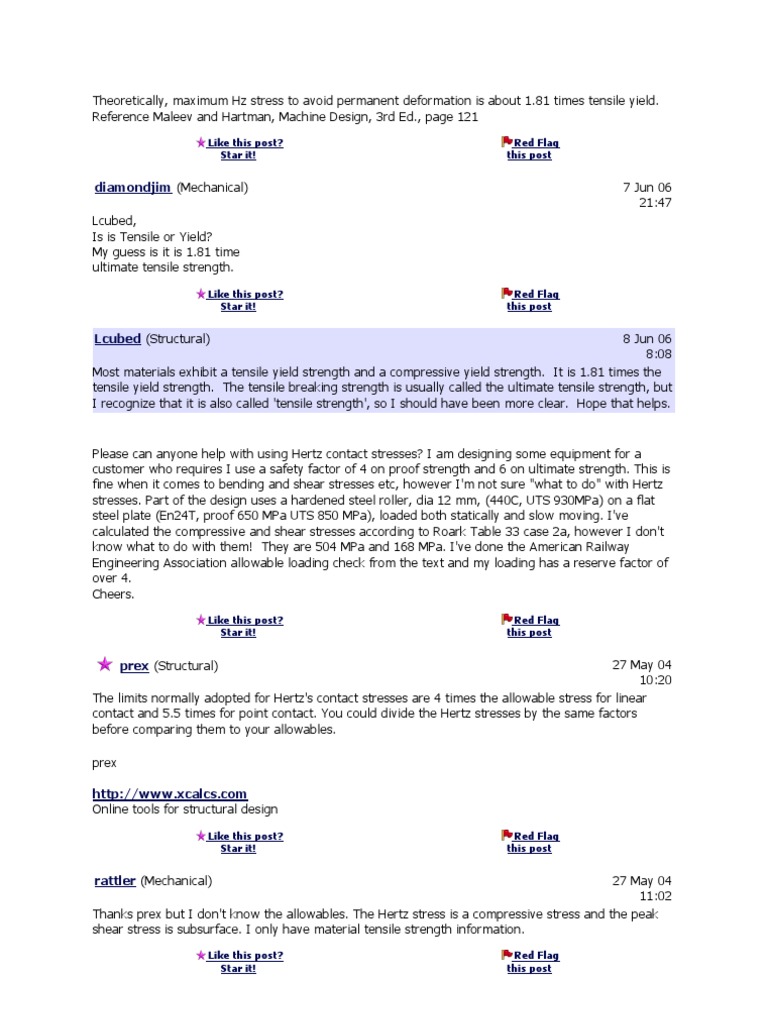 Herts Contact Stress | PDF | Strength Of Materials | Yield (Engineering)