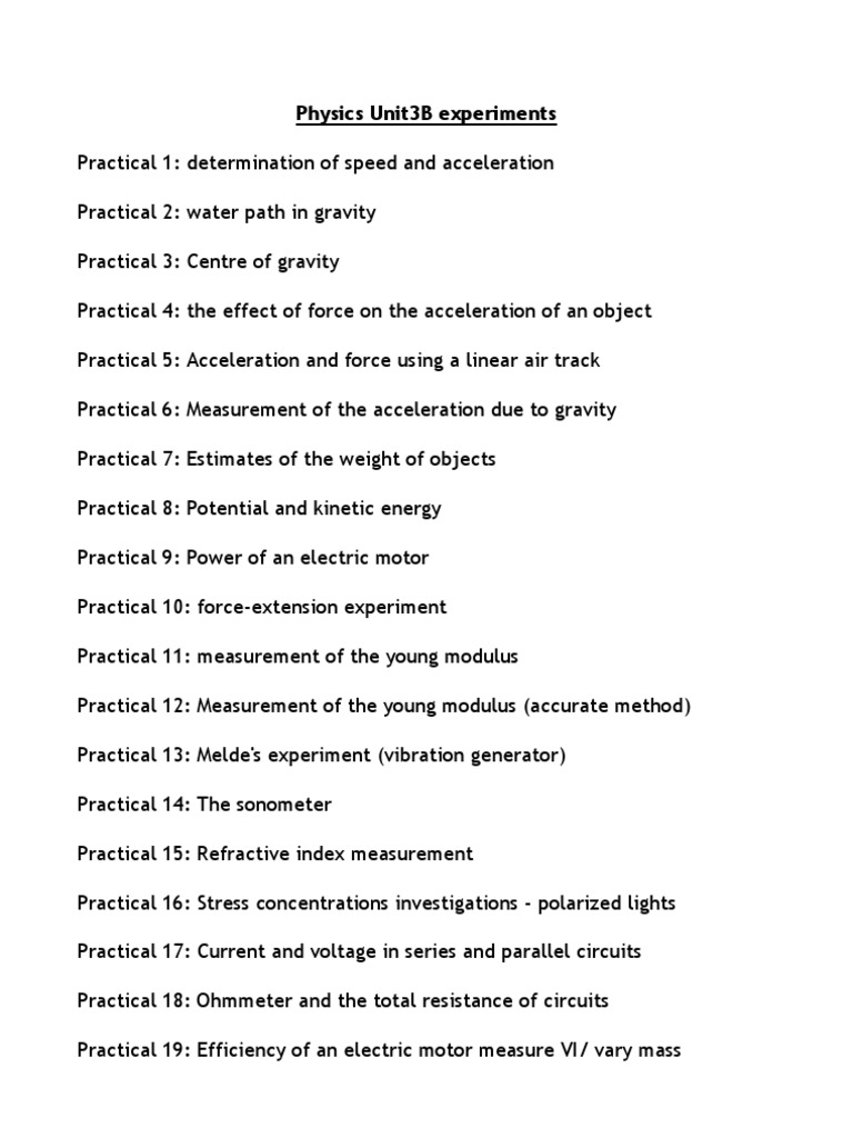 Physics Unit3B Experiments | PDF