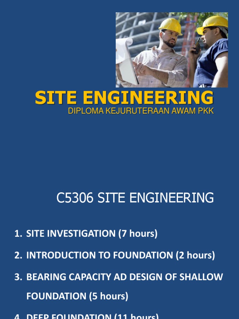 Topic 1 Site Investigation PDF | PDF | Geotechnical Engineering | Earth ...