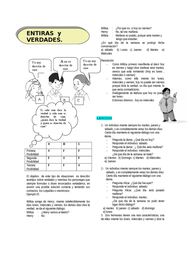 Acertijos de Verdades y Mentiras | PDF | Proposición | Verdad