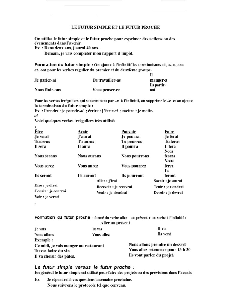 Futur simple et futur proche expliqués | PDF | Verbe | Langues
