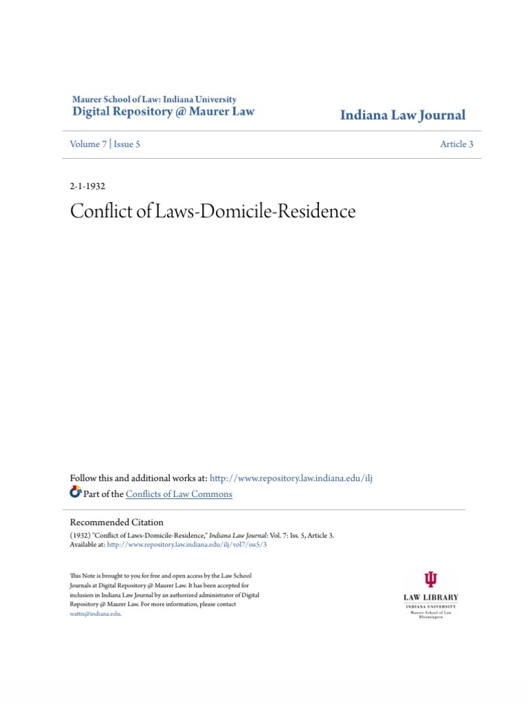 Law of Domicile PDF | PDF | Domicile (Law) | Law Of The United States