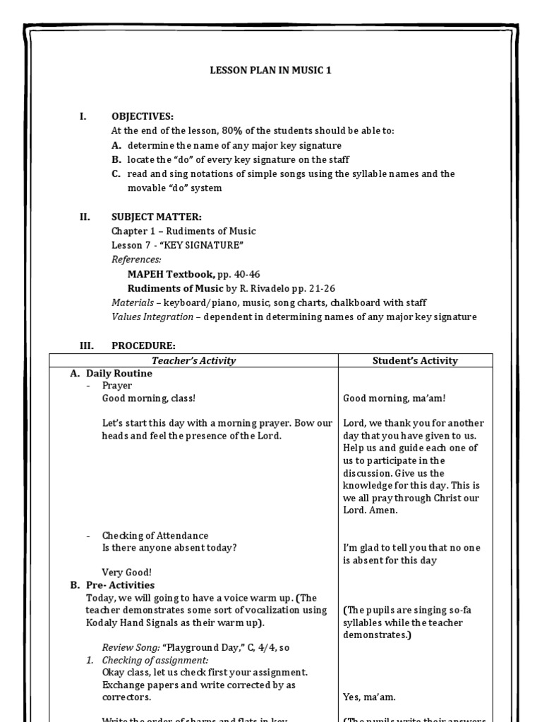 Lesson Plan in Music 1 | PDF | Rhythm | Musical Notation