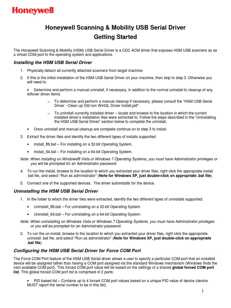 HSM USB Serial Driver Getting Started Guide | PDF | Component Object ...