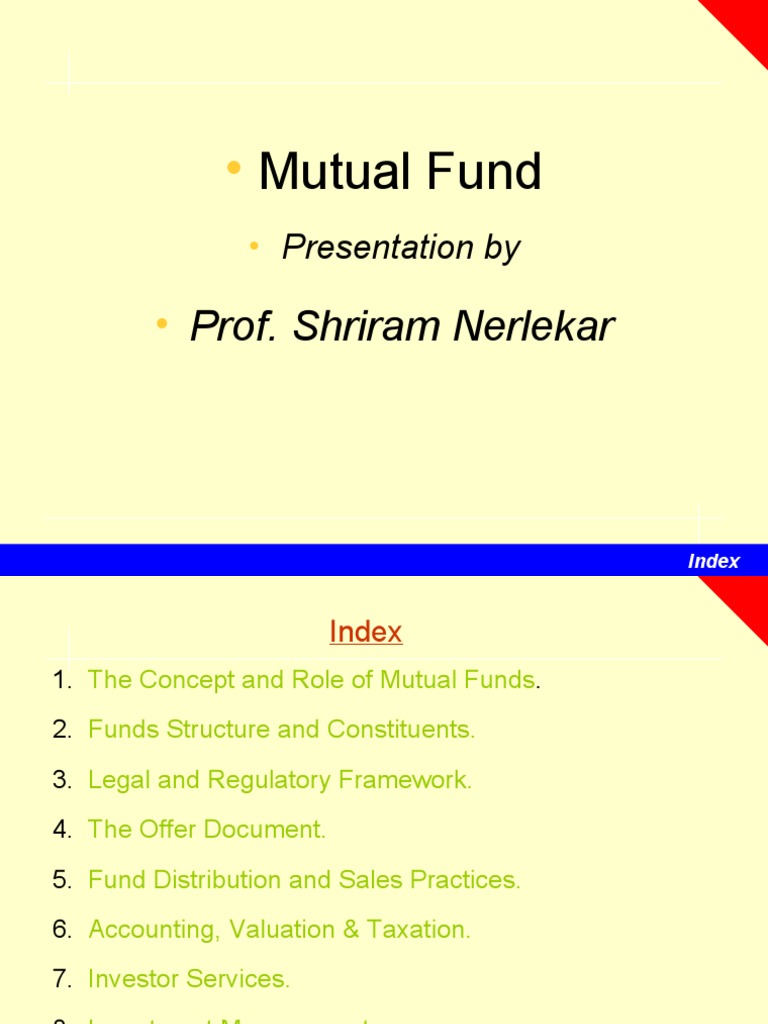 Mutual Fund: Prof. Shriram Nerlekar | PDF | Mutual Funds | Stock Market ...