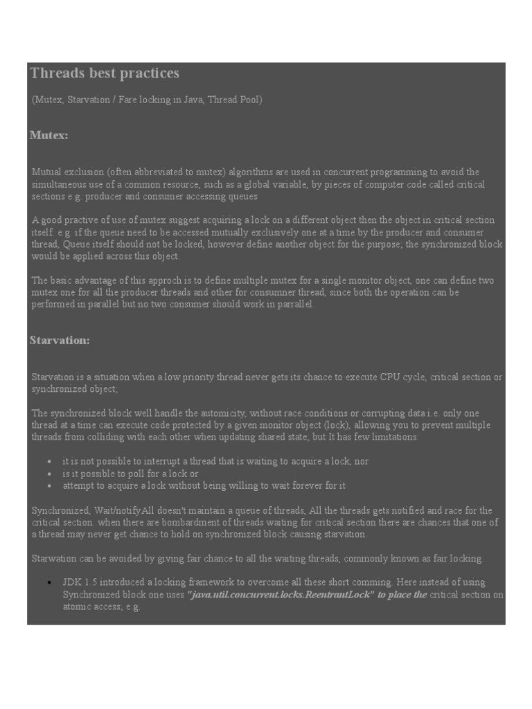 Threads Best Practices: Mutex | PDF | Systems Engineering | Information Technology