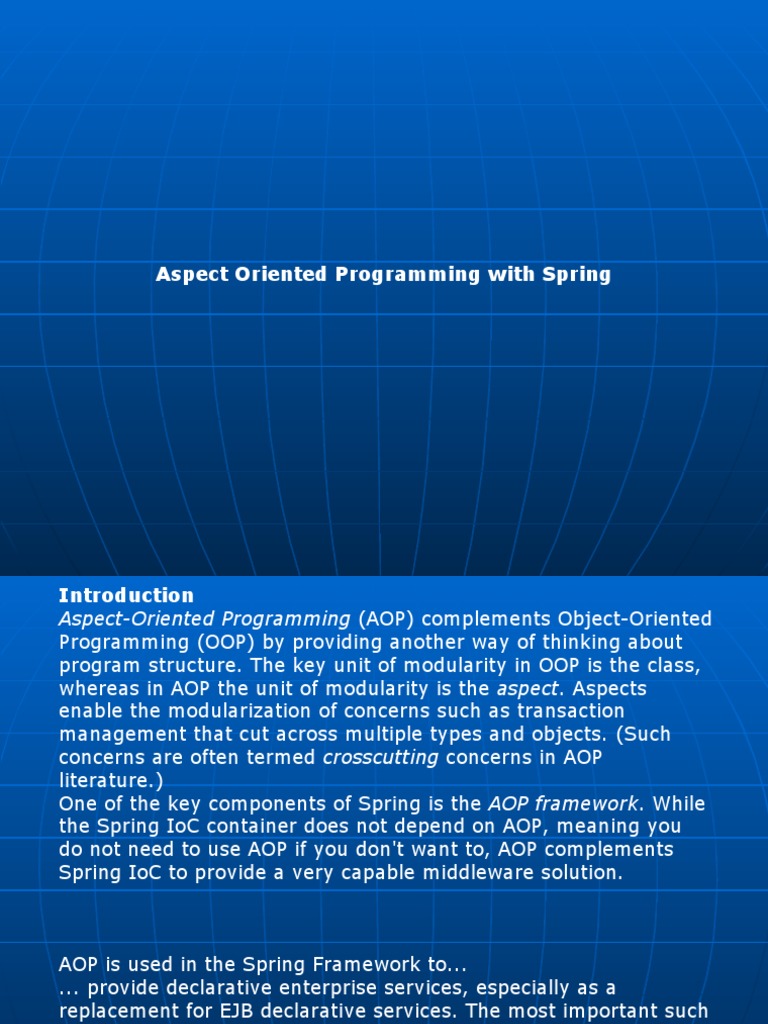 Spring AOP: Modularizing Crosscutting Concerns | PDF | Computers